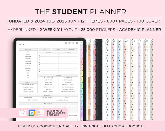 Weekly School Planner Printable & Digital Student Planner Homeschool ...