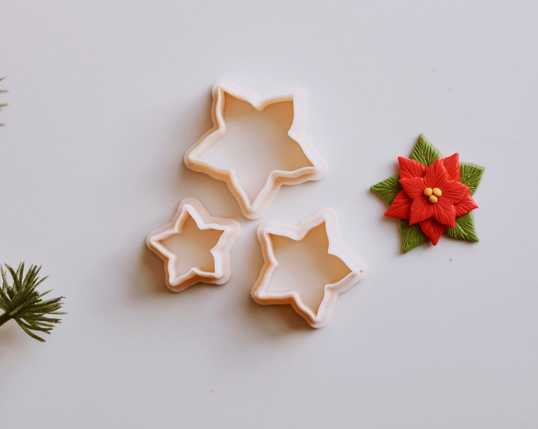 Poinsettia Polymer Clay Cutter Set (3 Piece Set) | Christmas Earring ...