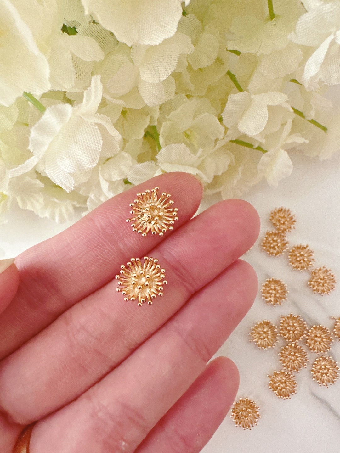 Flower Center Pollen Flower Brass Charms 2 2 Piecespolymer Clay Tools ...