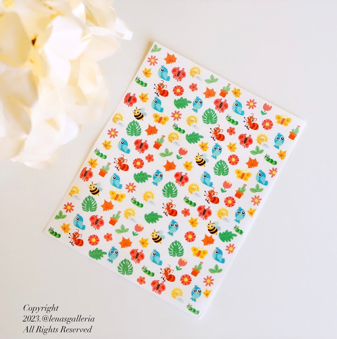 Summer Garden Flower Bird Bee Transfer Sheet Floral Transfer Papers Floral Transfer Paper for ...