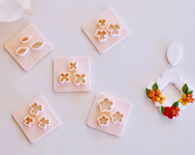 Spring Floral Leaf Cluster Micro Stamp Cutter Set ( 5 Cutters)| Polymer ...