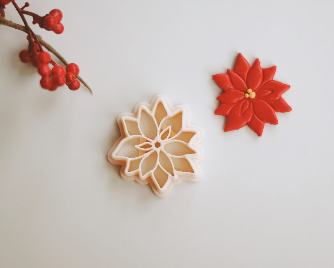 Poinsettia Polymer Clay Cutter| Christmas Floral Earring Clay Cutter ...
