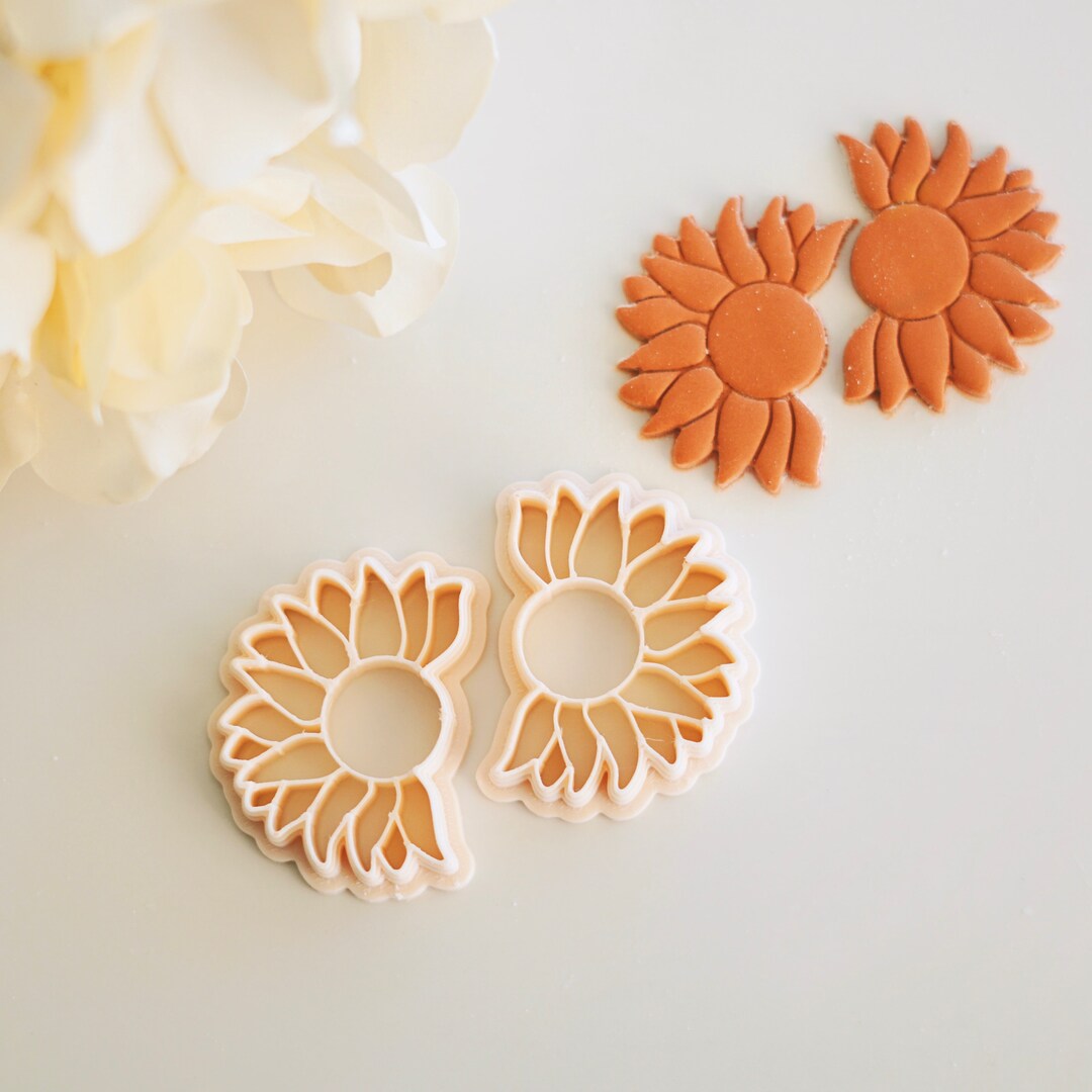 Spring Half Sunflower Flower Floral Clay Cutters | Spring Daisy Peony ...