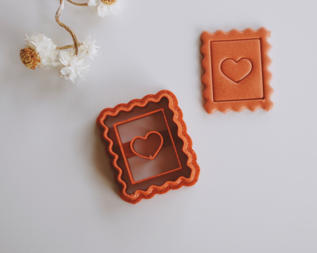 Valentine's Day Heart Postage Stamp Polymer Clay Earring Cutters ...