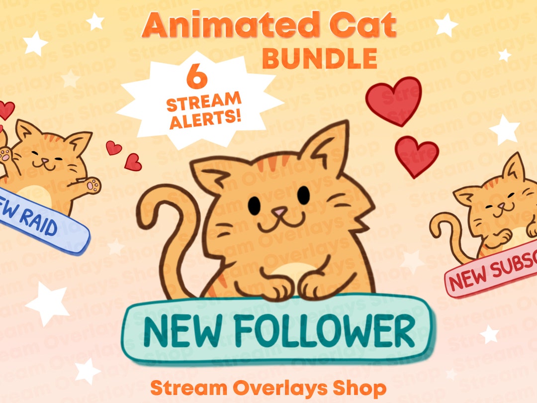Twitch Alerts Animated Cute Cat 6 Animation Bundle for Your - Etsy