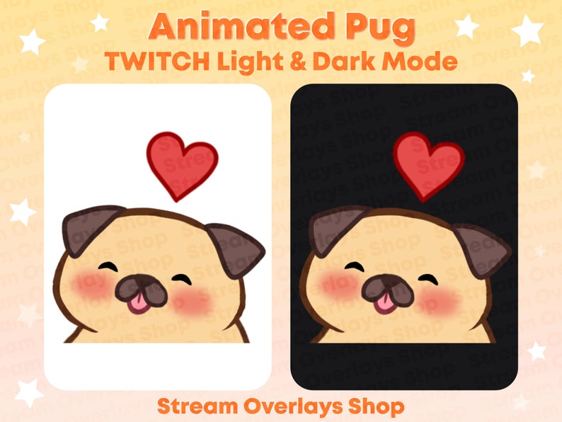 Twitch Emote Animated Pug Hearts Love Dog for Livestreams on Twitch ...