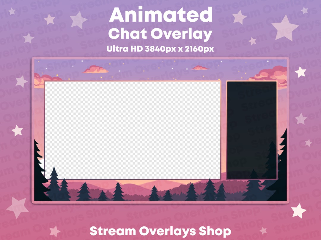 Twitch Overlay Animated Chat Forest Landscape With Sunset Ultra HD 3840 ...