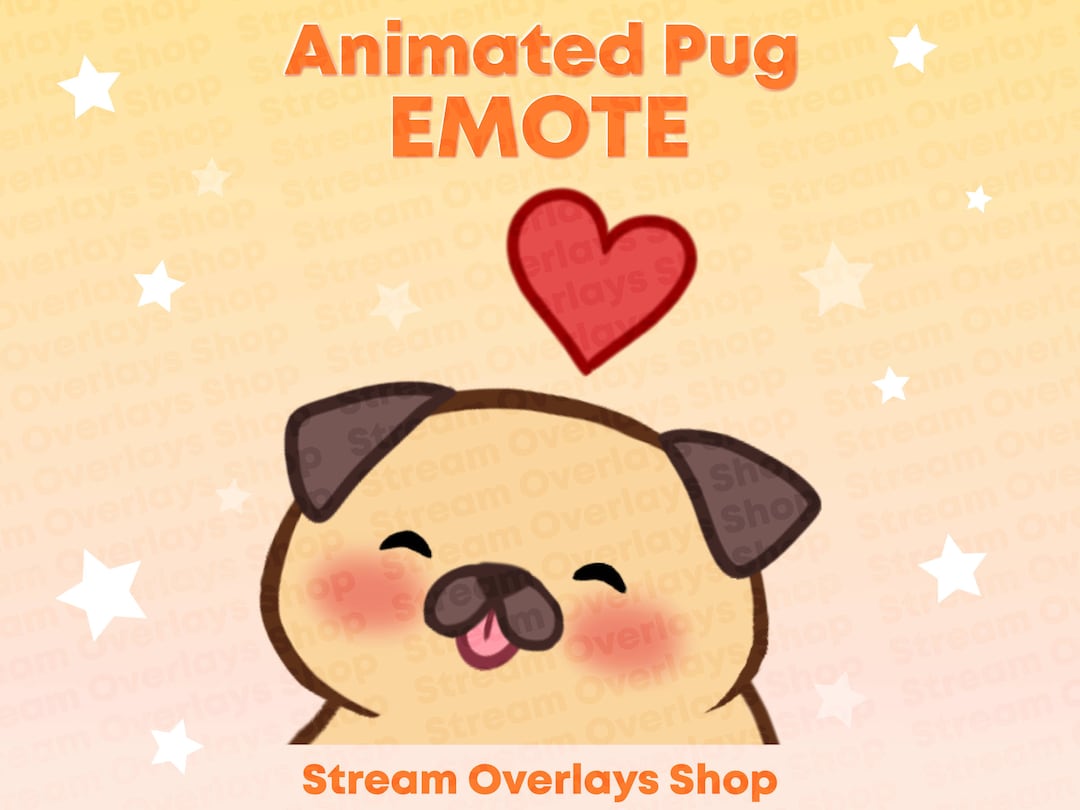 Twitch Emote Animated Pug Hearts Love Dog for - Etsy Canada
