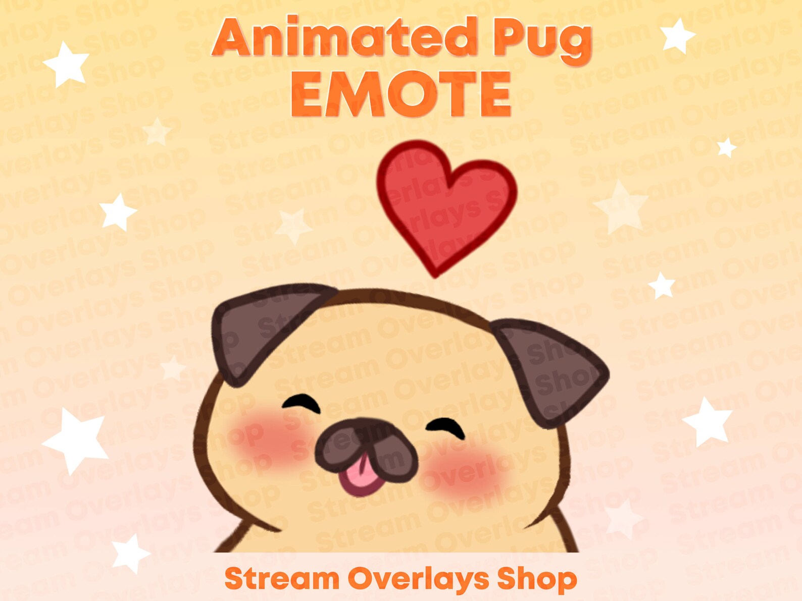 Twitch Emote Animated Pug Hearts Love Dog for - Etsy Canada