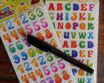 Numbers and Letters Stickers | Etsy