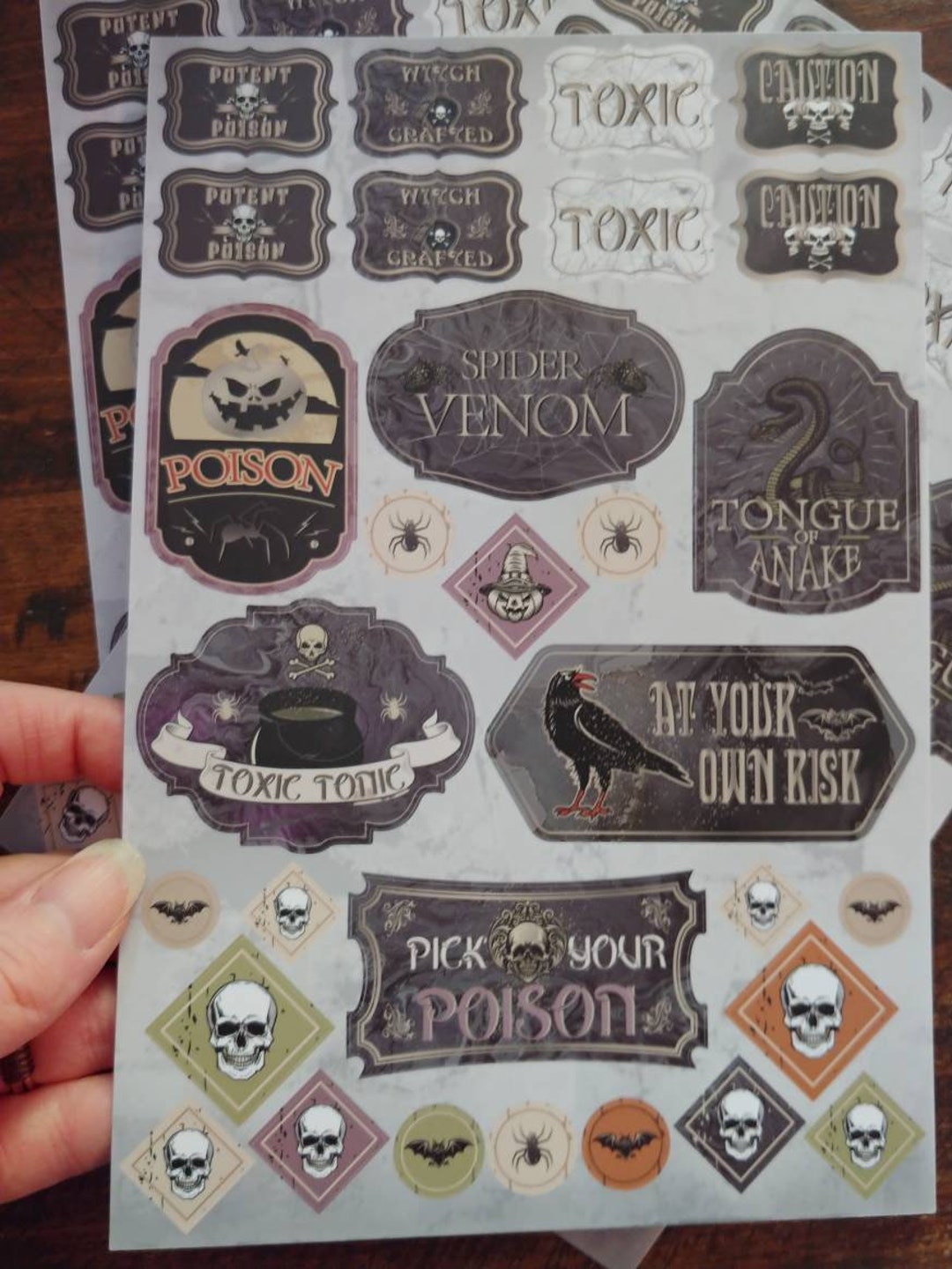 Halloween Stickers Poison Venom Spiders Skulls - Etsy