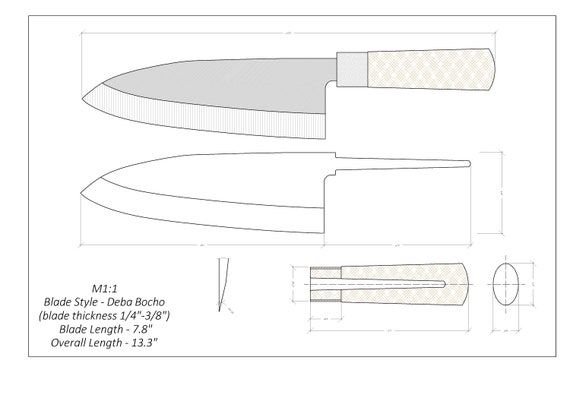 Knife Drawing/knife Sketch/knife Templates Printable/custom - Etsy