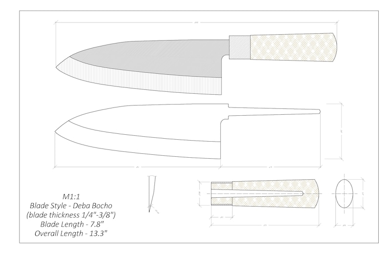 Knife Drawing/knife Sketch/knife Templates Printable/custom Knife ...