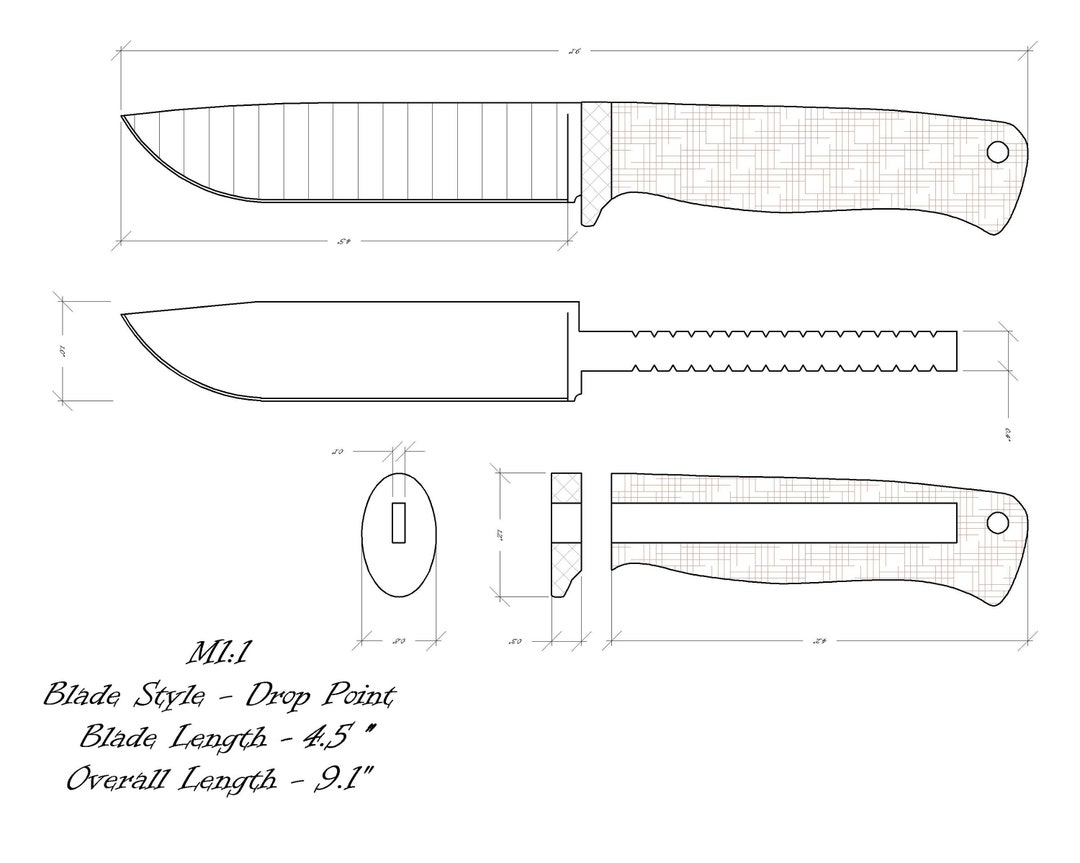Knife Drawing/knife Sketch/knife Templates Printable/custom Knife ...