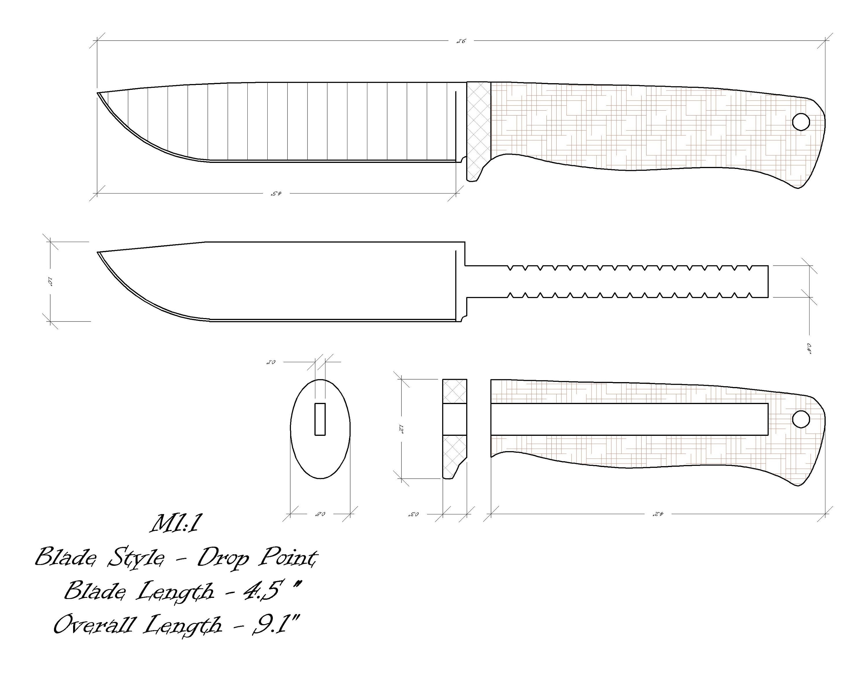 Knife Drawing/knife Sketch/knife Templates Printable/custom Knife ...