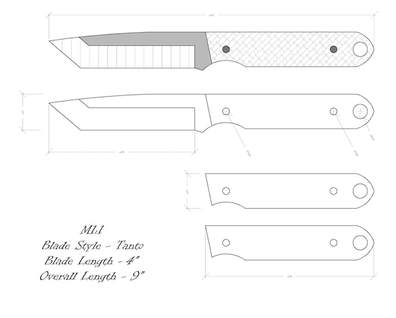 Knife Drawing/knife Sketch/knife Templates Printable/custom - Etsy