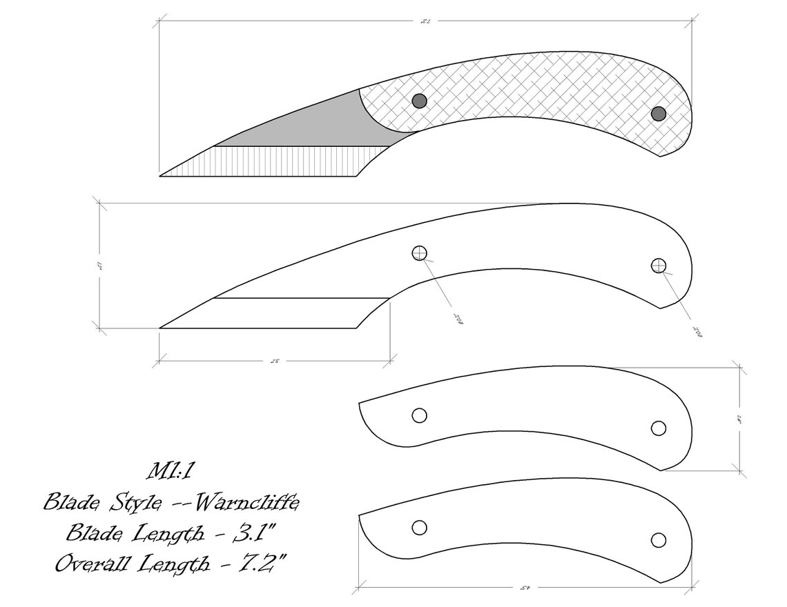 Knife Drawing/knife Sketch/knife Templates Printable/custom Knife ...