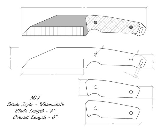 Knife Drawing/knife Sketch/knife Templates Printable/custom | Etsy