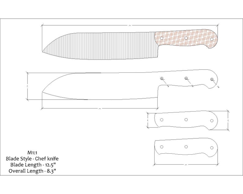 Knife Drawing/knife Sketch/knife Templates Printable/custom Knife ...