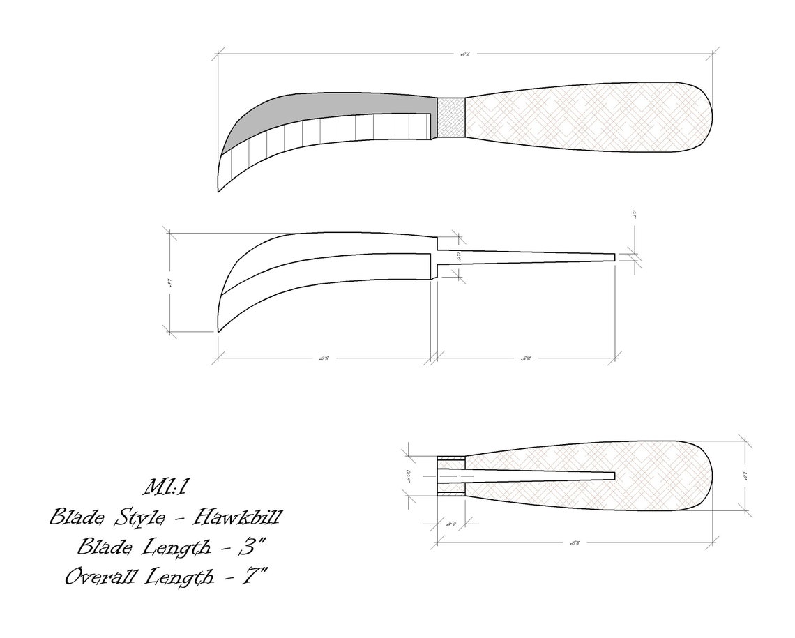 Knife Drawing/knife Sketch/knife Templates Printable/custom Knife ...