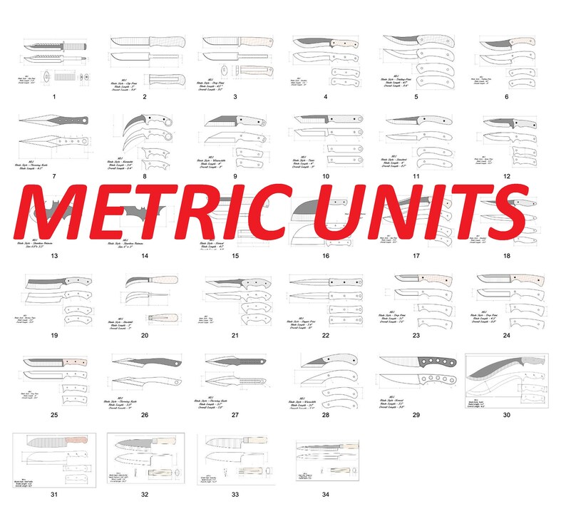 METRIC UNITS - Knife Drawing - Etsy