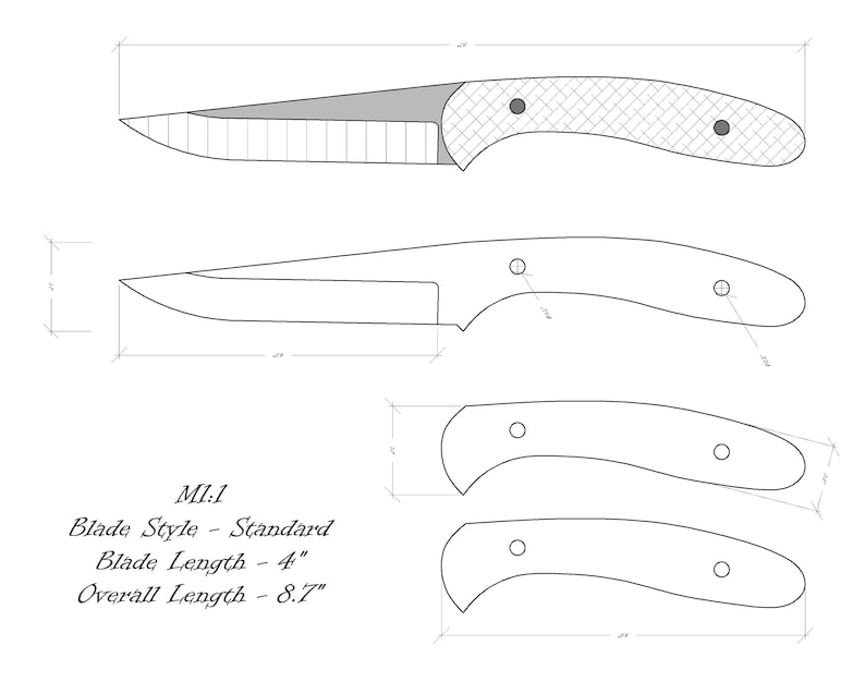 Knife Drawing/knife Sketch/knife Templates Printable/custom Knife ...