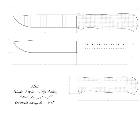 Knife Drawing/knife Sketch/knife Templates Printable/custom | Etsy