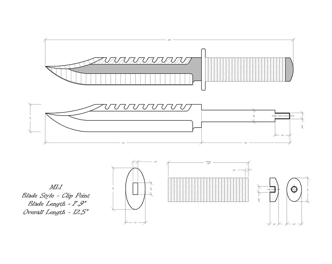 Knife Drawing/knife Sketch/knife Templates Printable/custom Knife ...