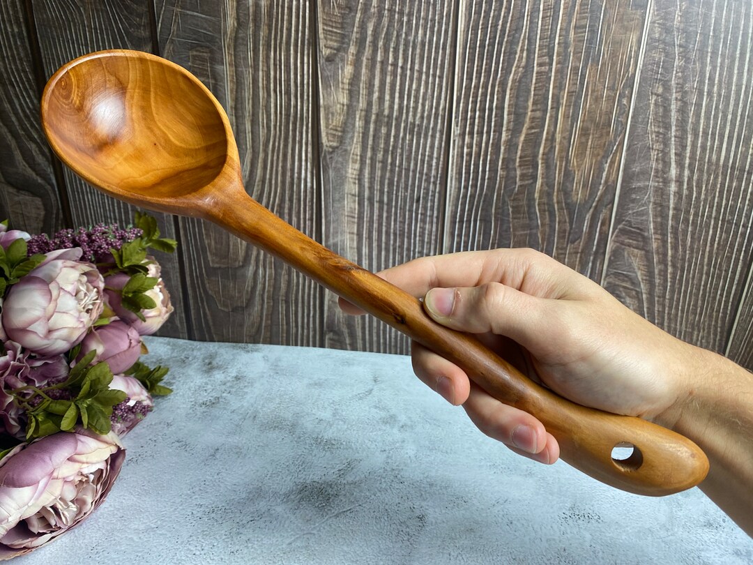 Handmade Wooden Spoon Fruit Tree Apple Tree Artistic Spoon 34cm - Etsy