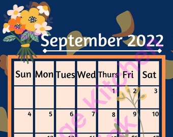 September 2022 Digital Calendar Design - Etsy