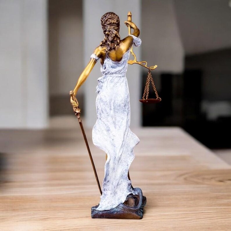 Bronze Lady Justice Statue Greek Goddess Themis Sculpture, Elegant 28cm ...