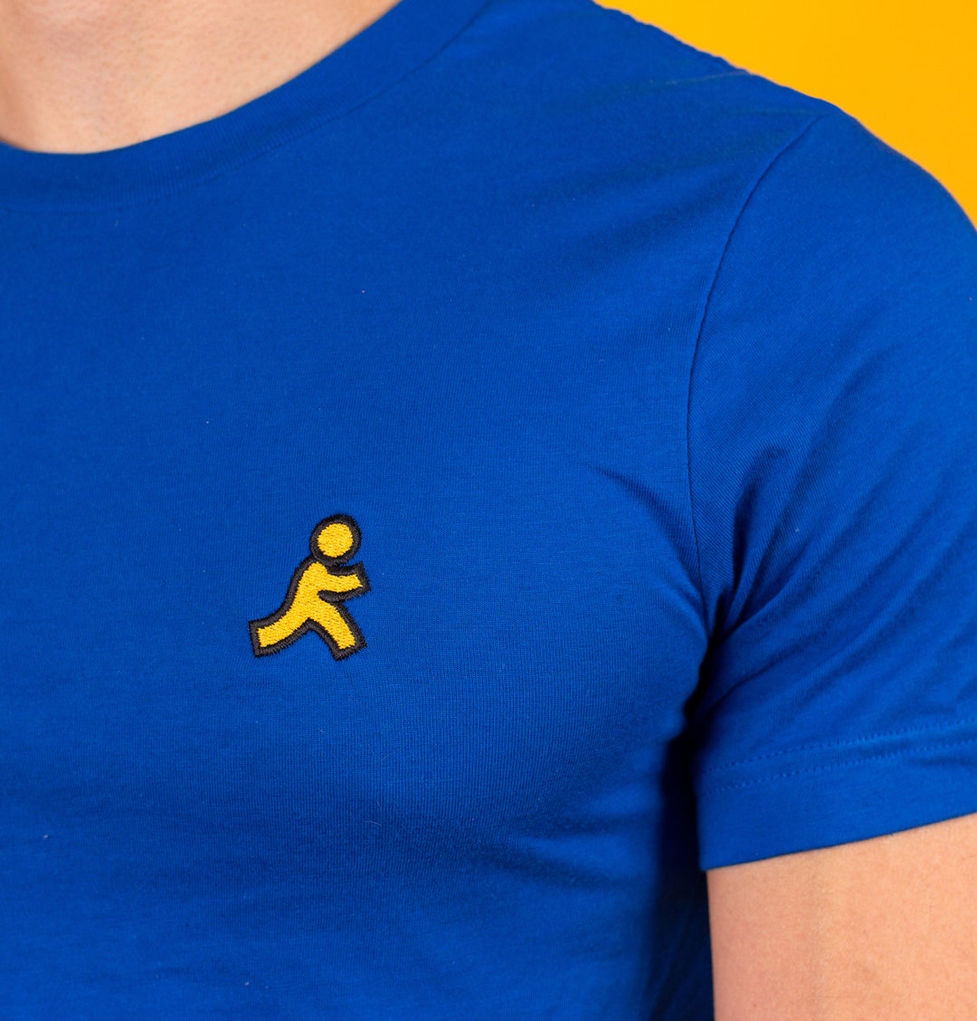 AOL Instant Messenger, AIM Nostalgia Embroidered Blue T-shirt - Etsy