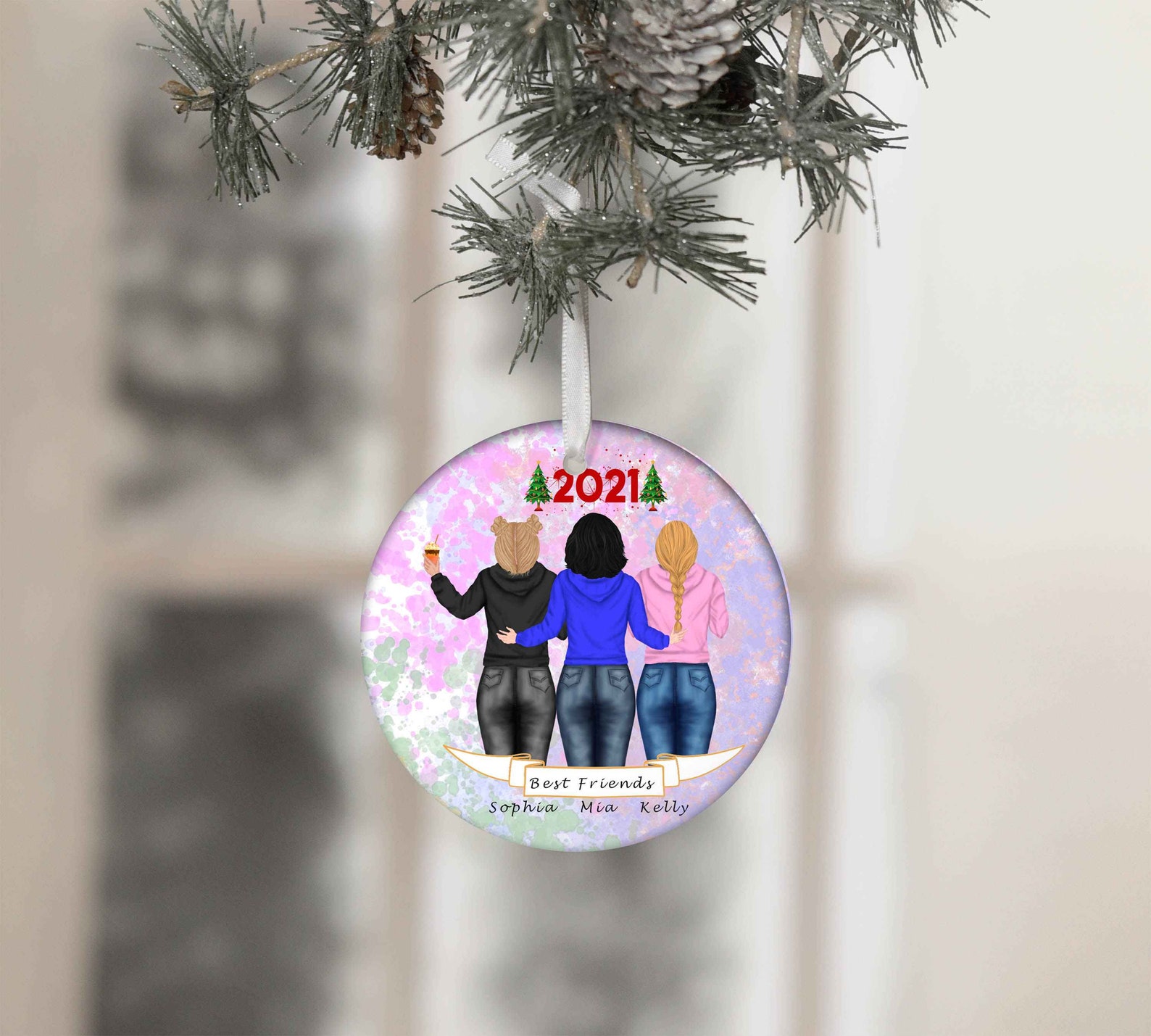 Best 3 Friends Ornament, Best Friend Ornament,personalized Gifts,custom ...