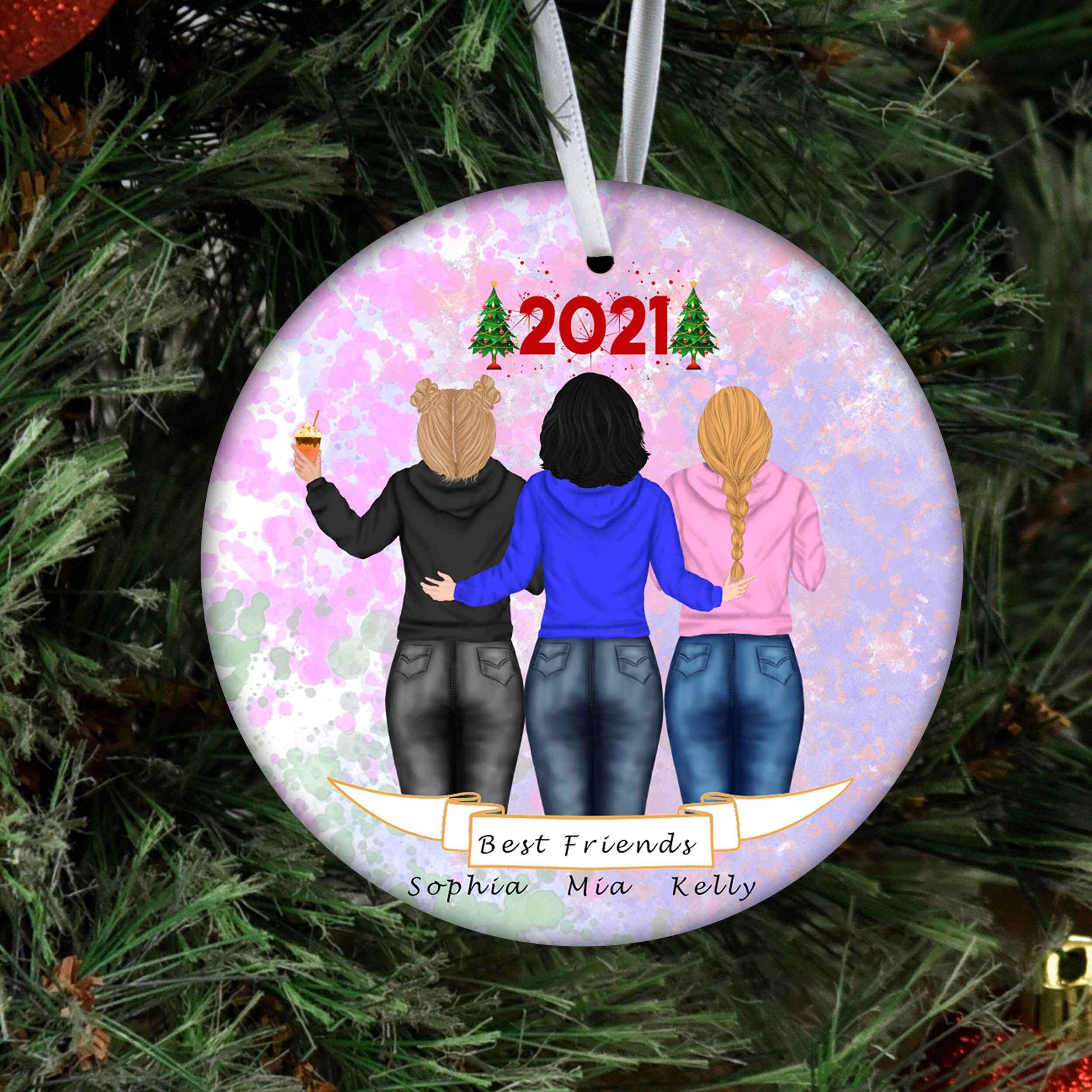 Best 3 Friends Ornament, Best Friend Ornament,personalized Gifts,custom ...
