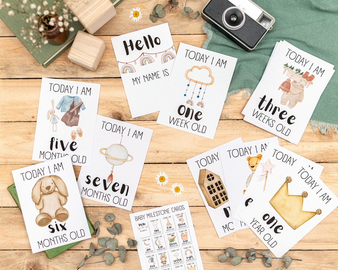 Baby Milestone Cards - Baby Month Cards - Milestone Cards - Neutral ...