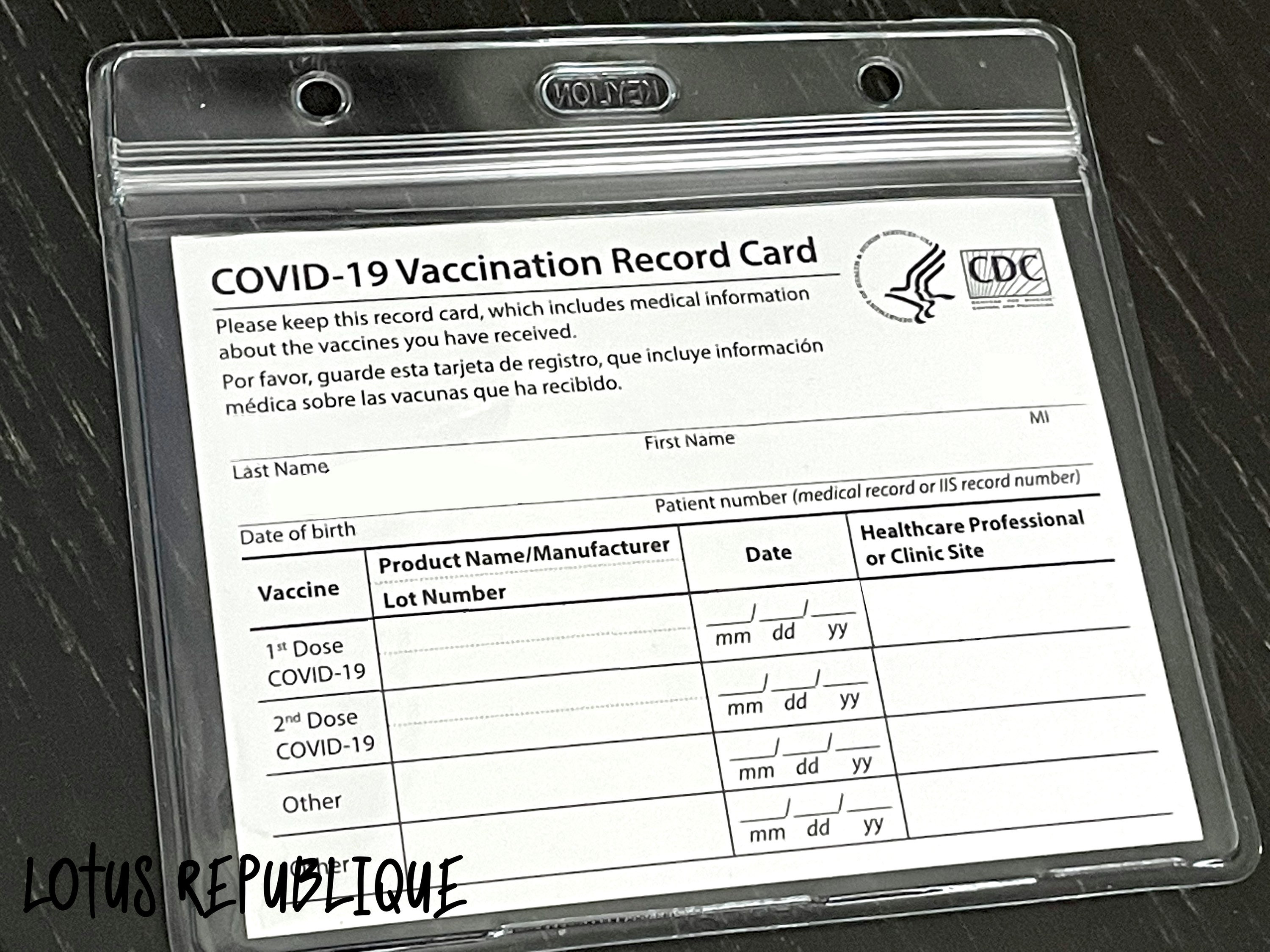 CDC Vaccination Cardholder (the Blank CDC Card is NOT Included ...