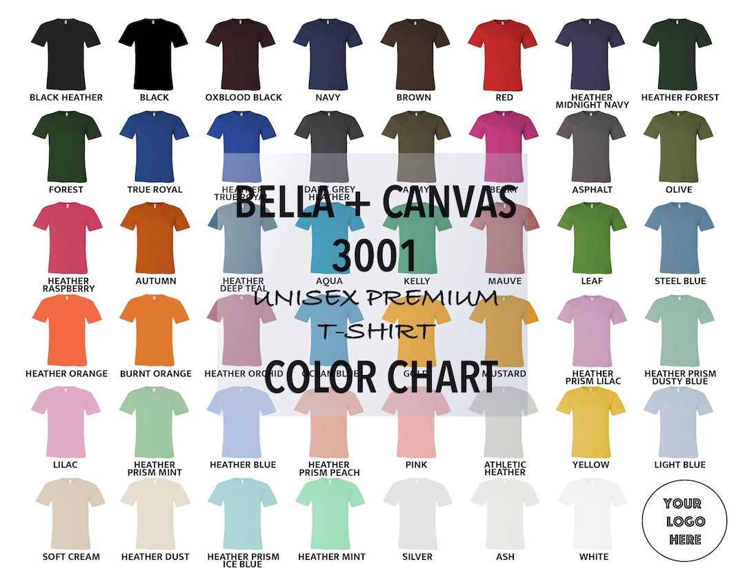 Bella Canvas 3001 Color Chart Bella Canvas Mockup T-shirt Printful ...