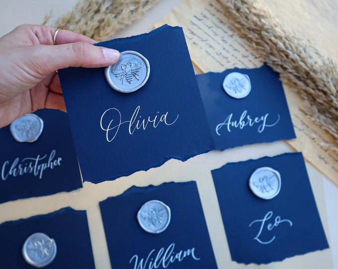 The Trendy Seating Card Deckled Edge Square Place Cards Bespoke Modern ...