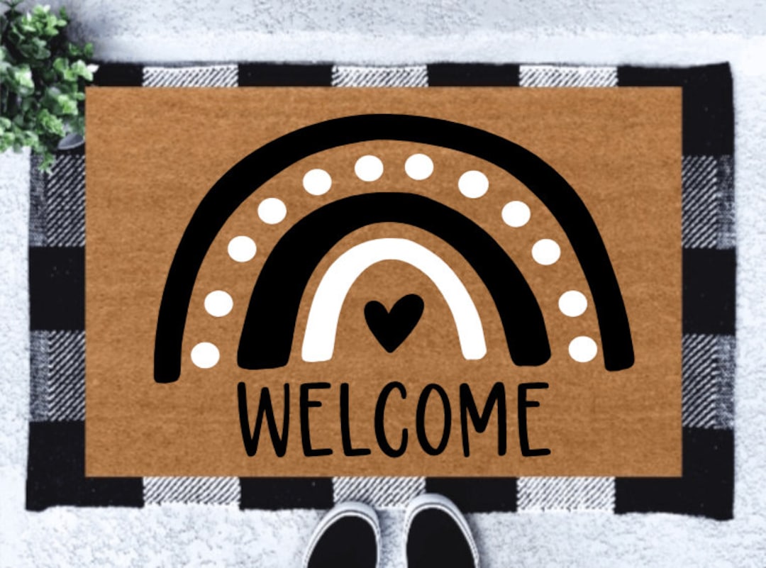 Boho Rainbow Doormat | Rainbow Doormat | Boho Decor | Porch Doormat ...