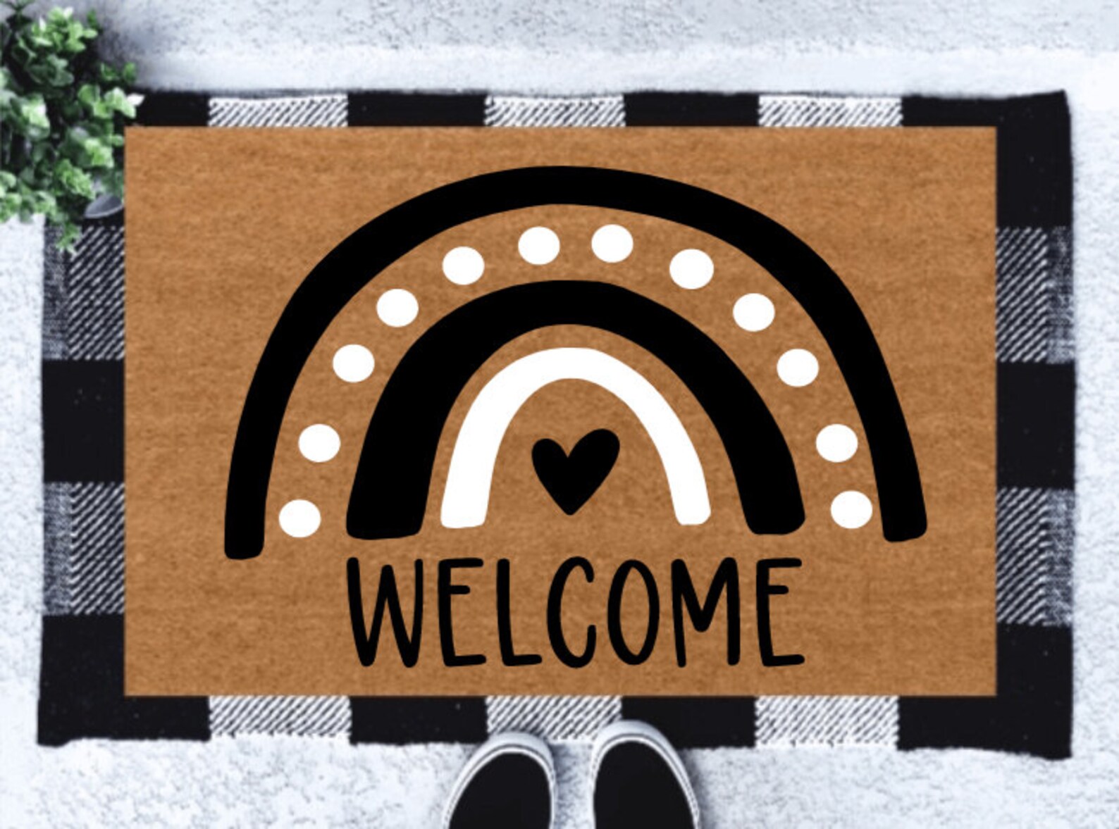 Boho Rainbow Doormat | Rainbow Doormat | Boho Decor | Porch Doormat ...