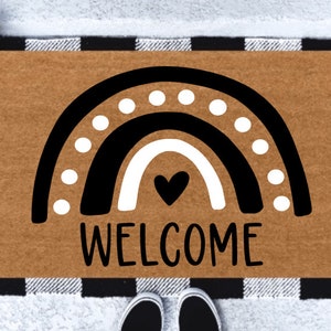 Boho Rainbow Doormat | Rainbow Doormat | Boho Decor | Porch Doormat ...
