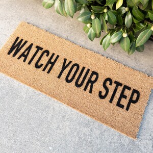 Watch Your Step Skinny Doormat | Narrow Doormat | Mini Doormat ...