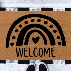 Boho Rainbow Doormat | Rainbow Doormat | Boho Decor | Porch Doormat ...
