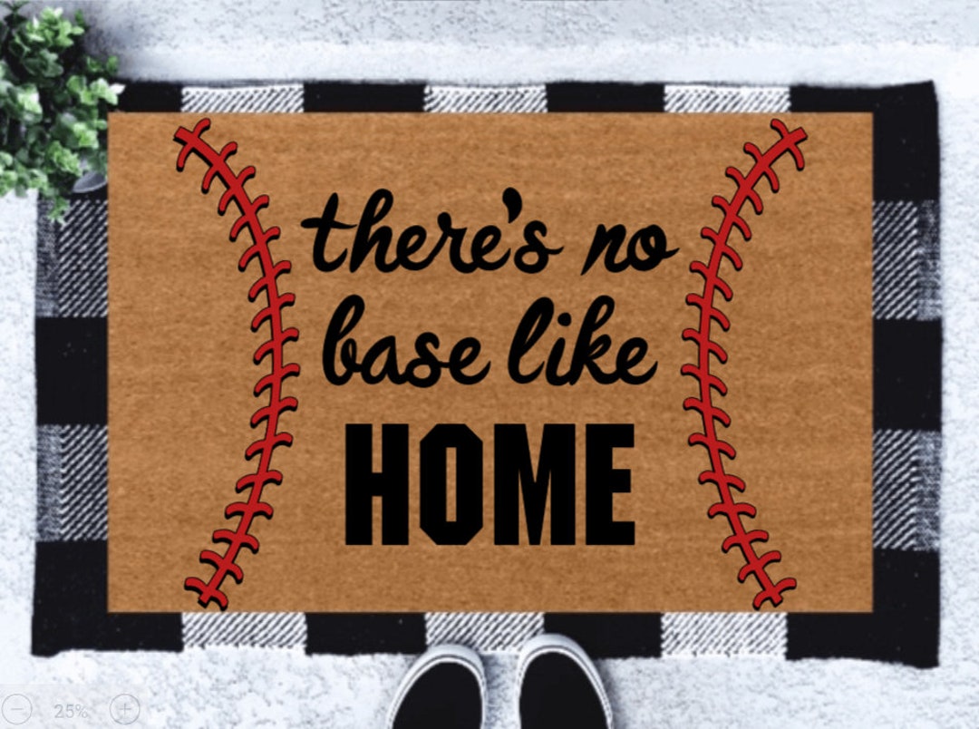 There's No Base Like Home Doormat, Baseball, Sports Themed, Welcome Mat ...