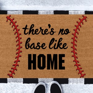 There's No Base Like Home Doormat, Baseball, Sports Themed, Welcome Mat ...
