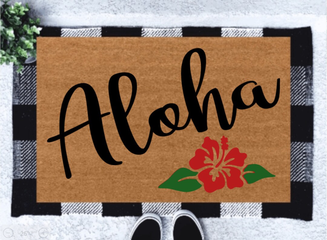 Aloha Doormat, Hawaiian Doormat, Hibiscus Mat, Welcome Mat, Beach Mat ...