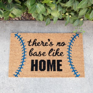 There's No Base Like Home Doormat, Baseball, Sports Themed, Welcome Mat ...