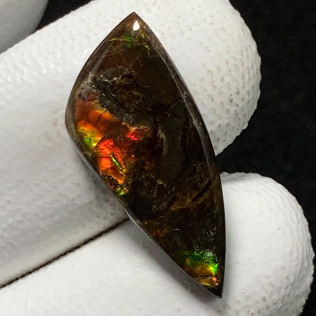 Natural Multi Fiery Ammolite, Freeform Cabochon, 26x11x4 MM, 9 CTS ...