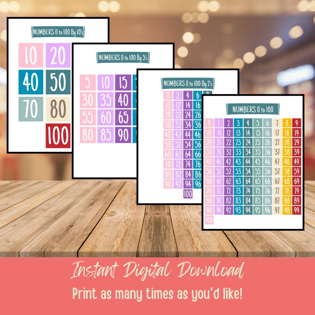 Skip Counting Hundreds Chart 100s Chart Printable Homeschool - Etsy UK