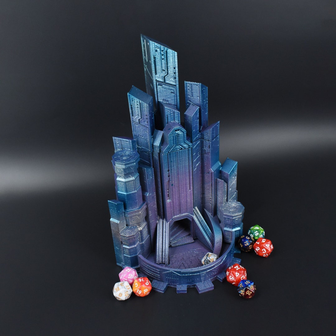 Cyberpunk City Dice Tower 3D Printed Over 30 Colors Hand - Etsy